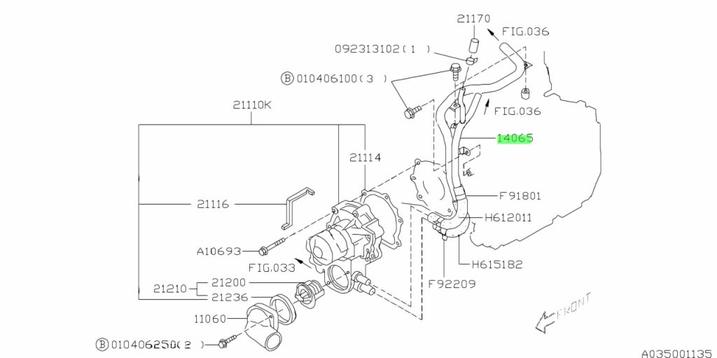 Buy Genuine Subaru 14065AA111 Pipe Complete-Water Bypass. Photos ...
