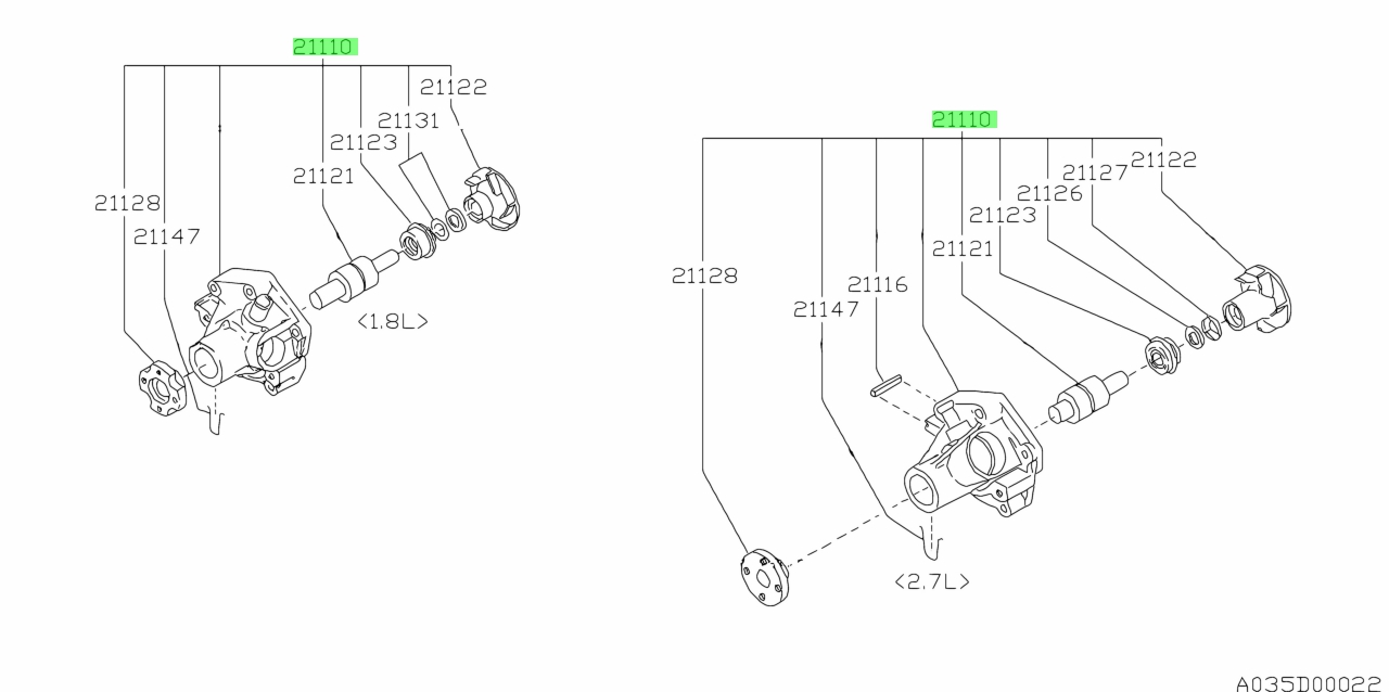 Buy Genuine Subaru 21110AA025 Water Pump Assembly. Prices, fast ...