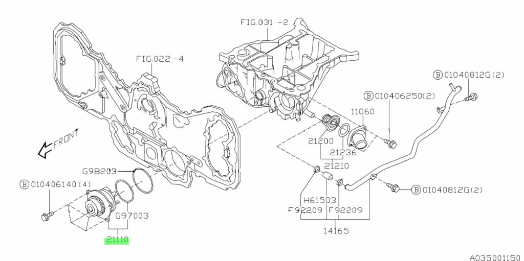 Buy Genuine Subaru 21110AA360 Water Pump Assembly. Prices, fast ...