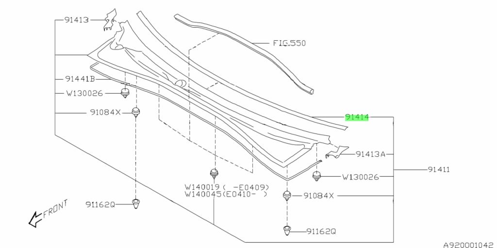 Buy Genuine Subaru 91414FE000 Protector-Cowl Panel. Prices, fast ...