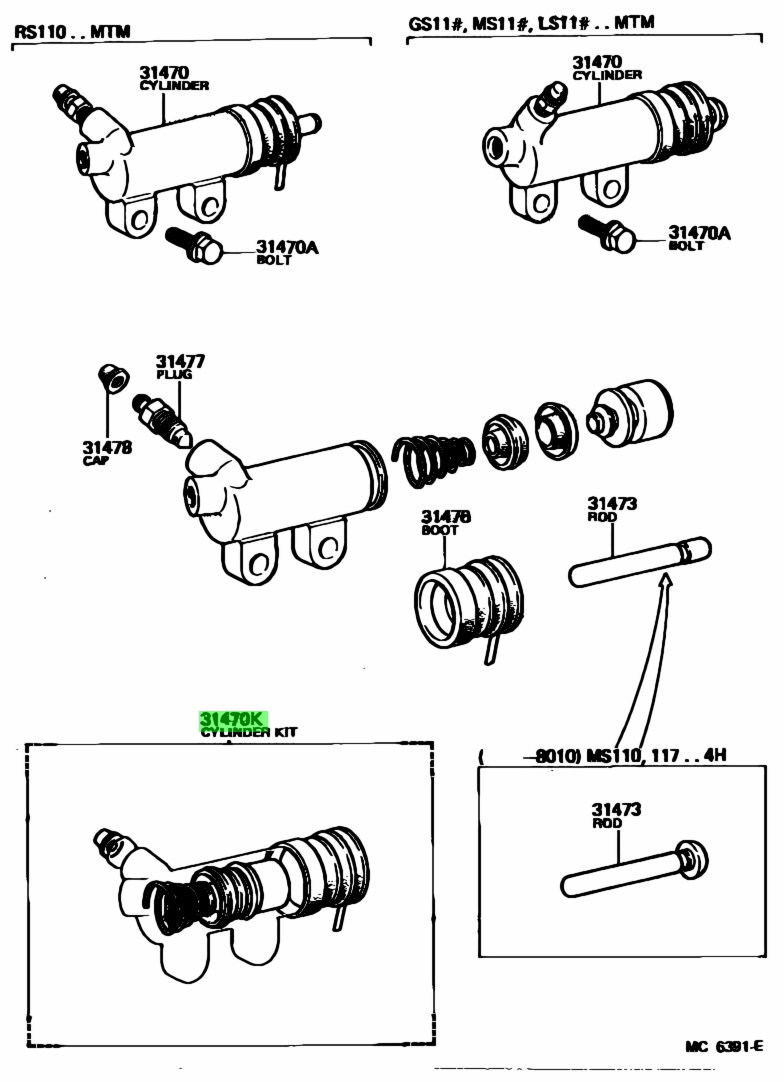 Buy Genuine Toyota 0431330120 (04313-30120) Cylinder Kit, Clutch ...