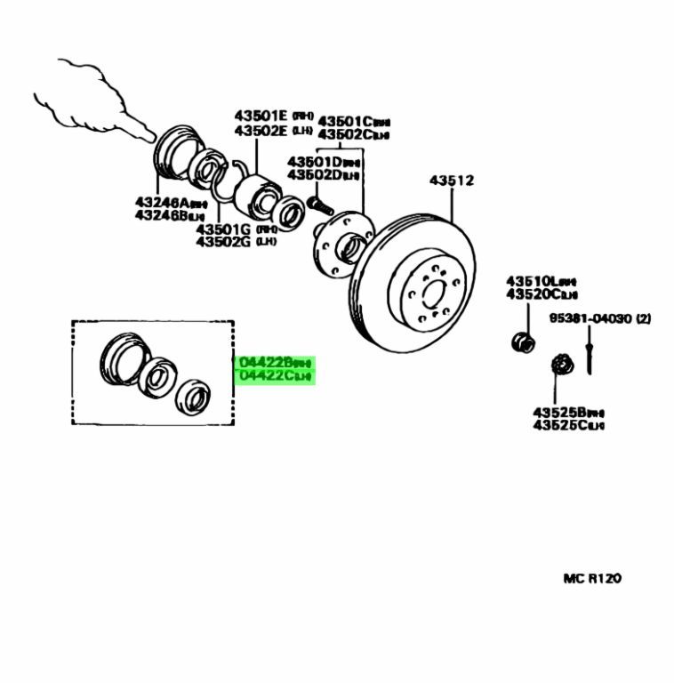 Buy Genuine Toyota 0442220080 (04422-20080) Seal Kit, Front Axle Oil ...