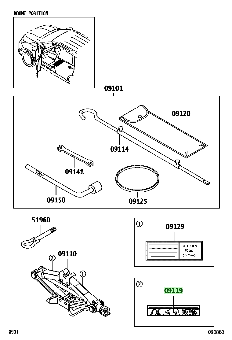 Buy Genuine Toyota 09119BZ290 (09119-BZ290) Label, Jack Caution. Photos ...