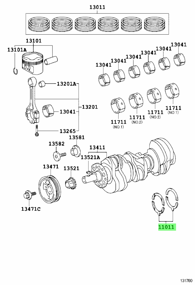 Buy Genuine Toyota 1101131071 (11011-31071) Washer Set, Crankshaft ...