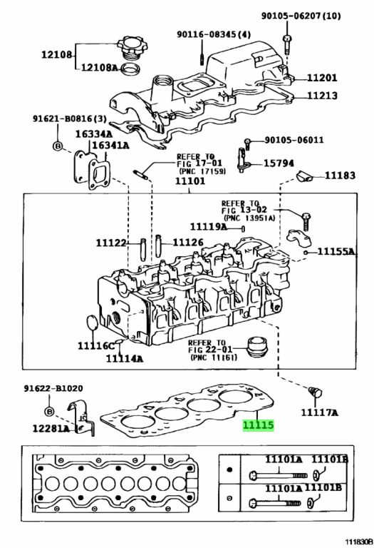 Buy Genuine Toyota 1111521030 (11115-21030) Gasket, Cylinder Head ...