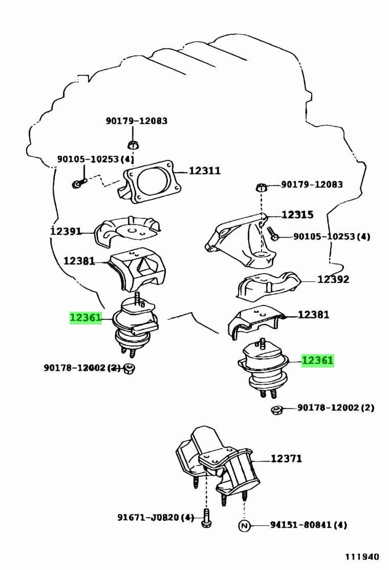 Buy Genuine Toyota 1236150150 (12361-50150) Insulator, Engine Mounting ...