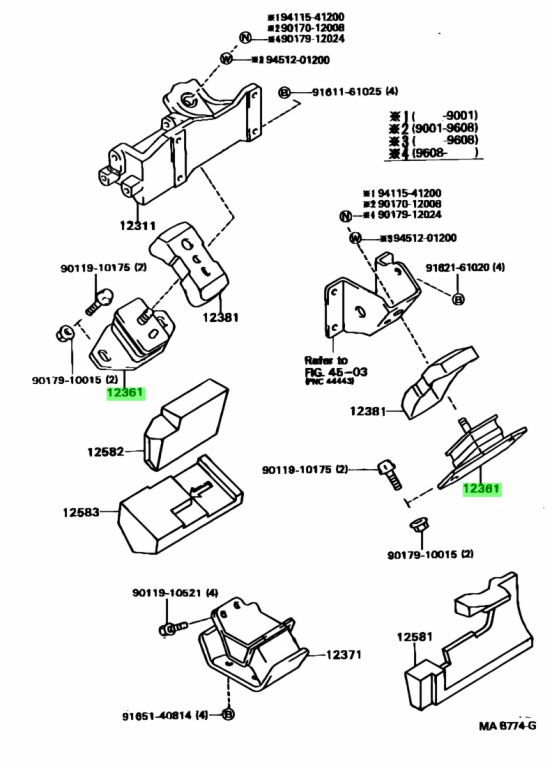 Buy Genuine Toyota 1236154111 (12361-54111) Insulator, Engine Mounting ...
