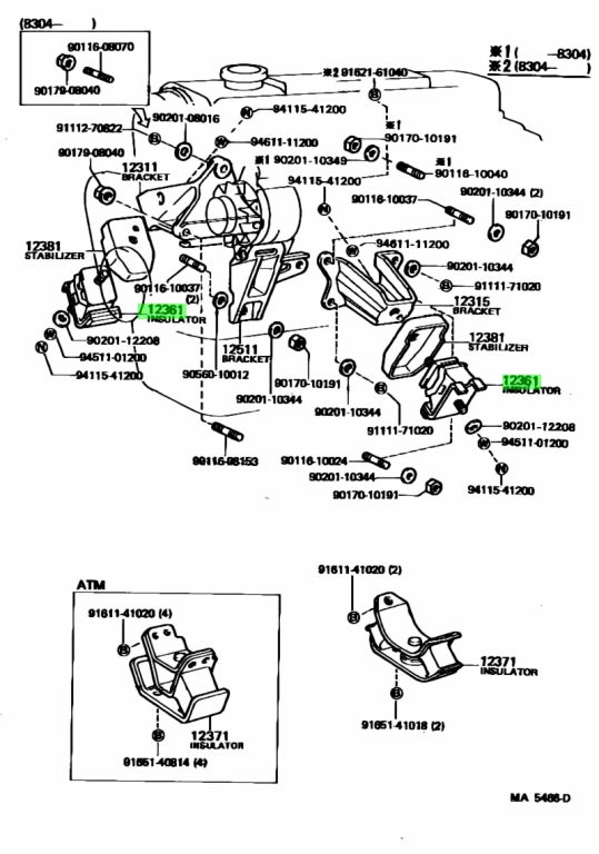Buy Genuine Toyota 1236164022 (12361-64022) Insulator, Engine Mounting ...