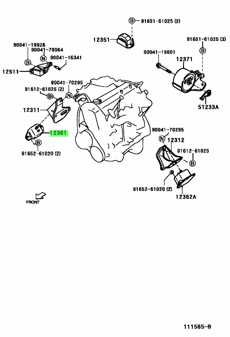 Buy Genuine Toyota 1236187403 (12361-87403) Insulator, Engine Mounting ...