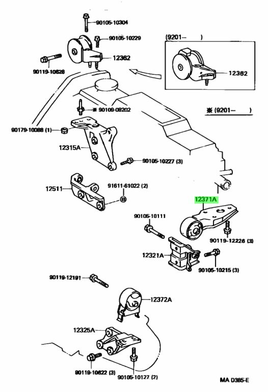 Buy Genuine Toyota 1237111240 (12371-11240) Insulator, Engine Mounting ...