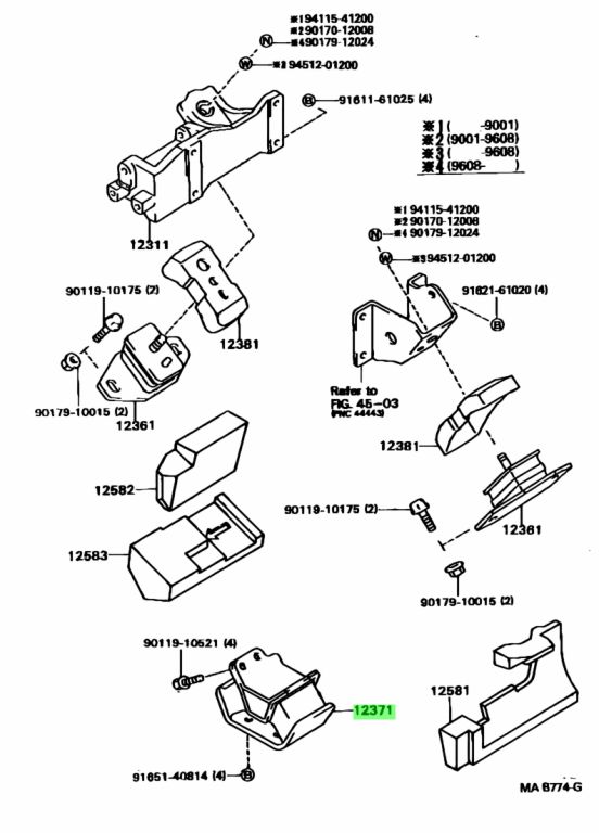 Buy Genuine Toyota 1237154060 (12371-54060) Insulator, Engine Mounting ...
