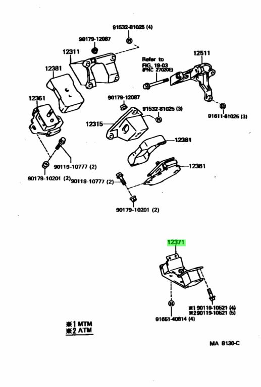 Buy Genuine Toyota 1237154060 (12371-54060) Insulator, Engine Mounting ...