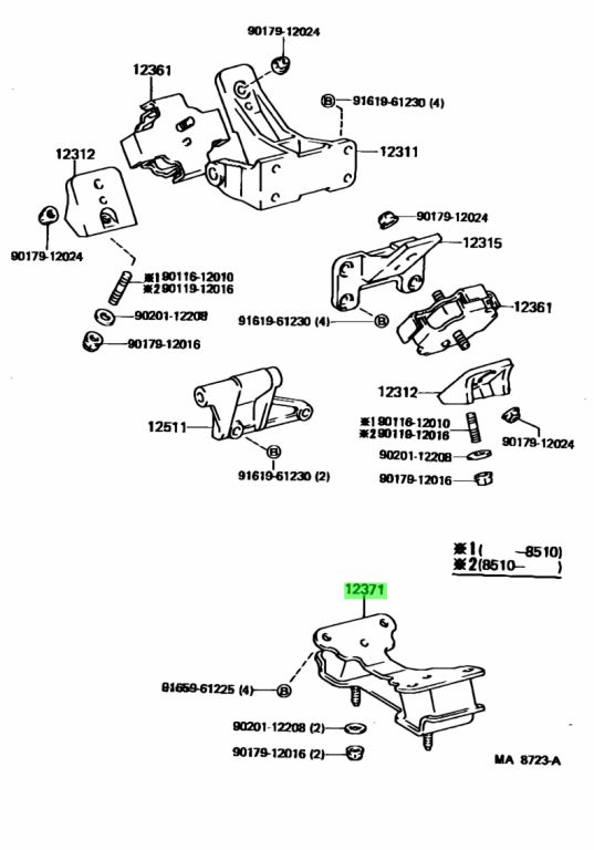 Buy Genuine Toyota 1237161030 (12371-61030) Insulator, Engine Mounting ...