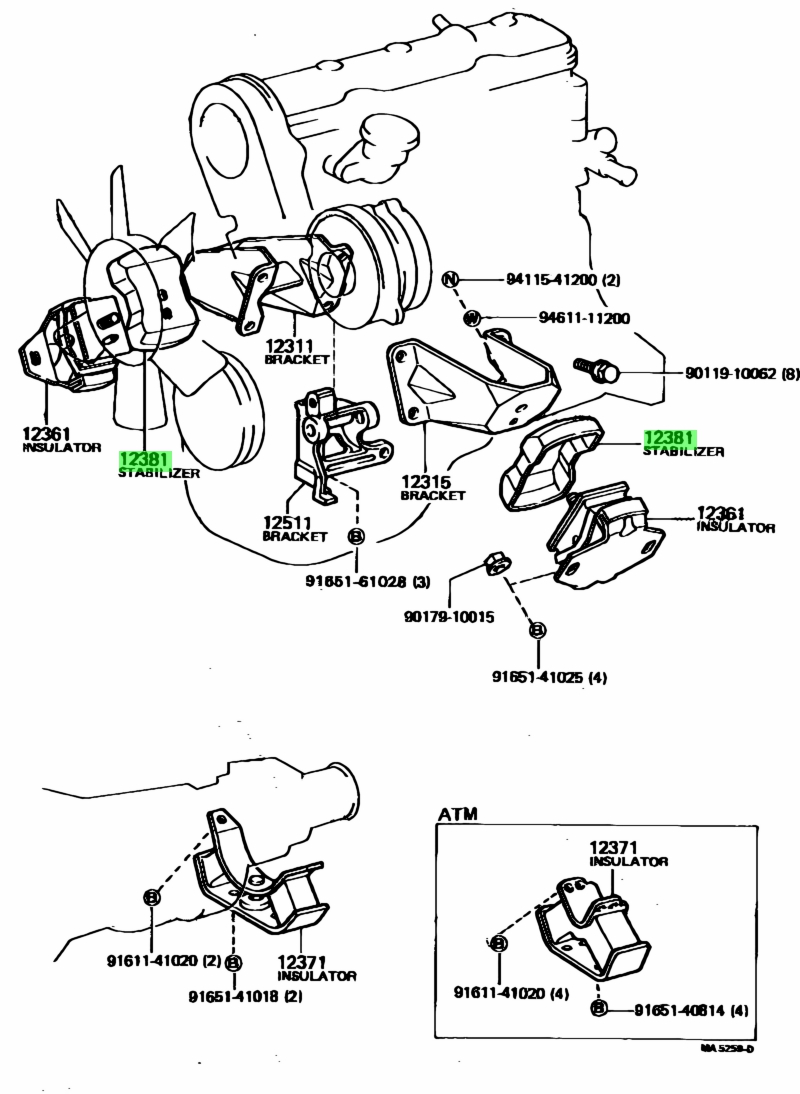Buy Genuine Toyota 1238125010 (12381-25010) Stabilizer, Engine Mounting ...