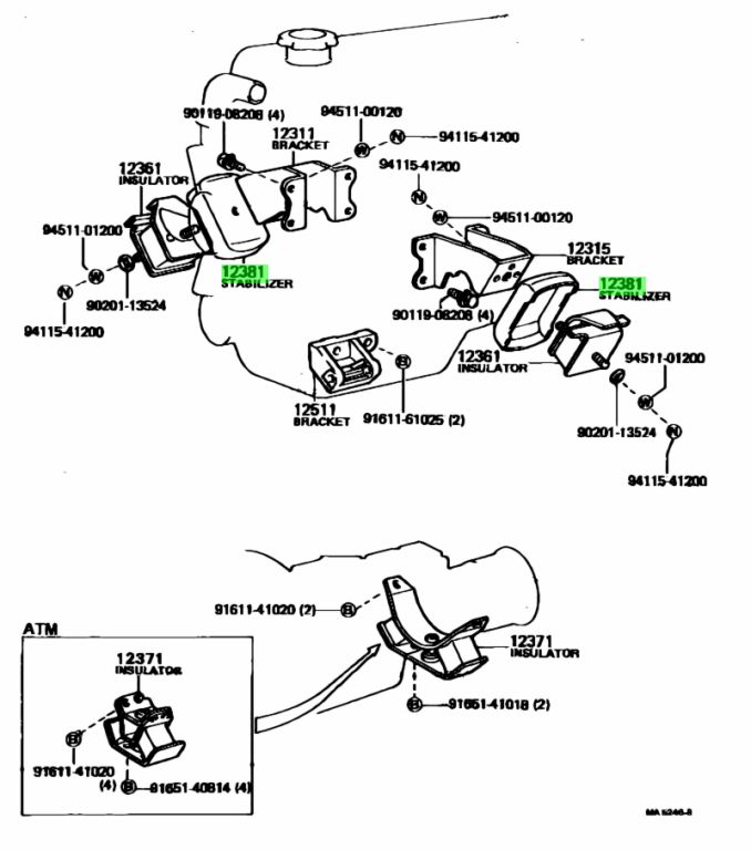 Buy Genuine Toyota 1238125010 (12381-25010) Stabilizer, Engine Mounting ...