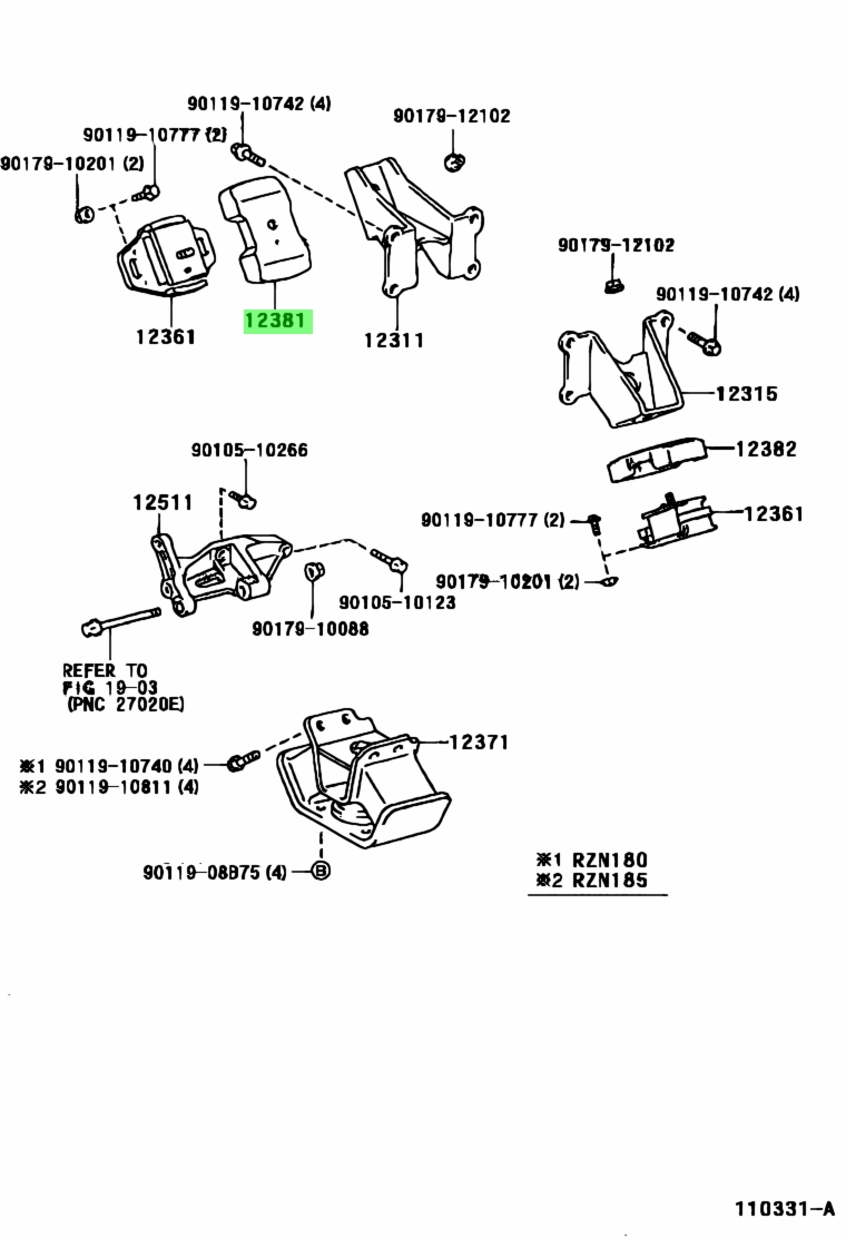 Buy Genuine Toyota 1238167020 (12381-67020) Stabilizer, Engine Mounting ...