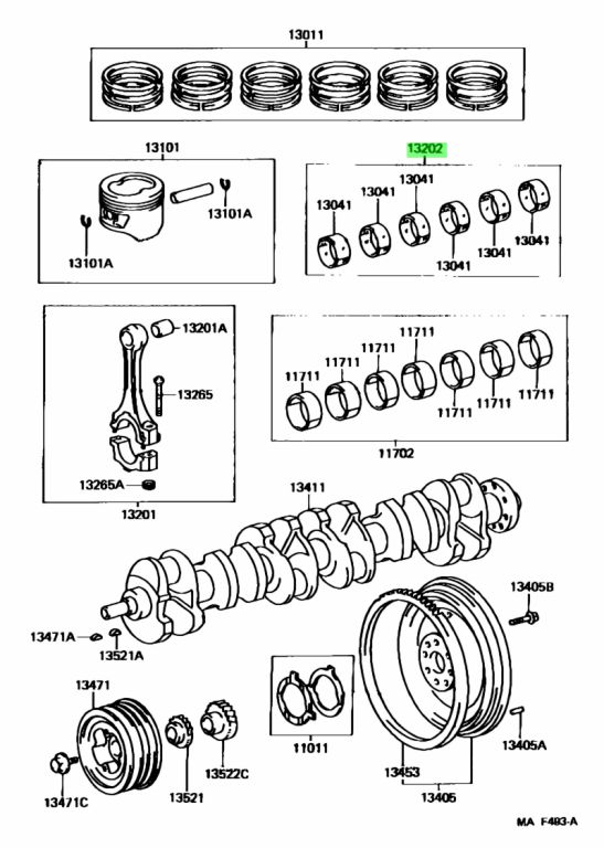 Buy Genuine Toyota 1320466020 (13204-66020) Bearing Set, Connecting Rod ...
