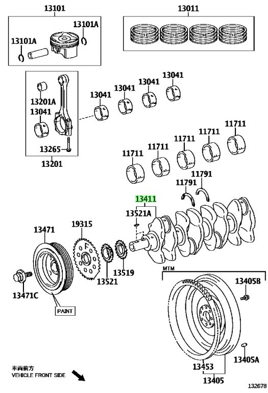 Buy Genuine Toyota 134010T021 (13401-0T021) Crankshaft. Photos - Amayama