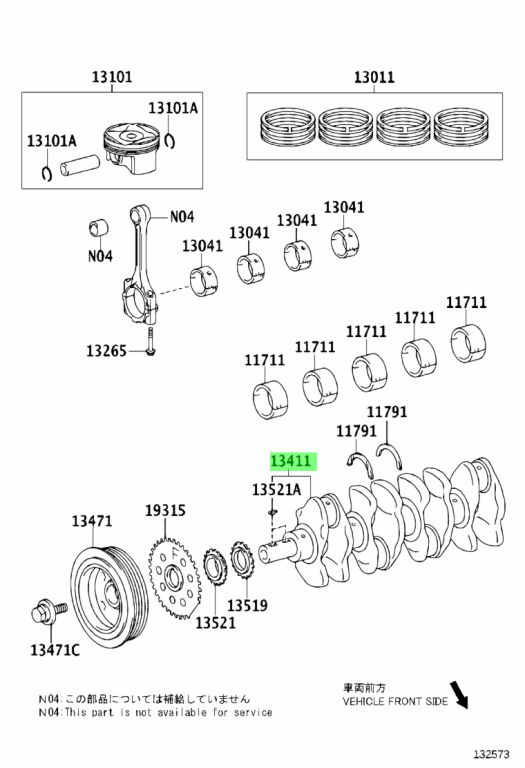 Buy Genuine Toyota 134010T071 (13401-0T071) Crankshaft. Photos - Amayama