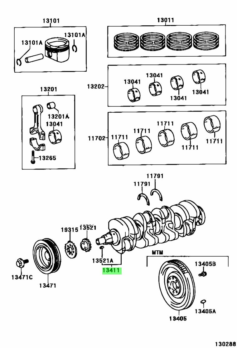 Buy Genuine Toyota 1340122051 (13401-22051) Crankshaft. Prices, fast ...