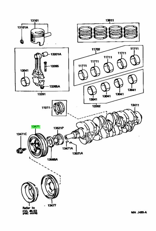 Buy Genuine Toyota 1340854090 (13408-54090) Pulley, Crankshaft. Prices ...