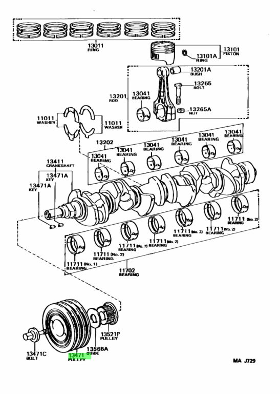 Buy Genuine Toyota 1340854090 (13408-54090) Pulley, Crankshaft. Prices ...