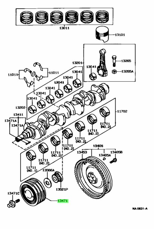 Buy Genuine Toyota 1340854090 (13408-54090) Pulley, Crankshaft. Prices ...