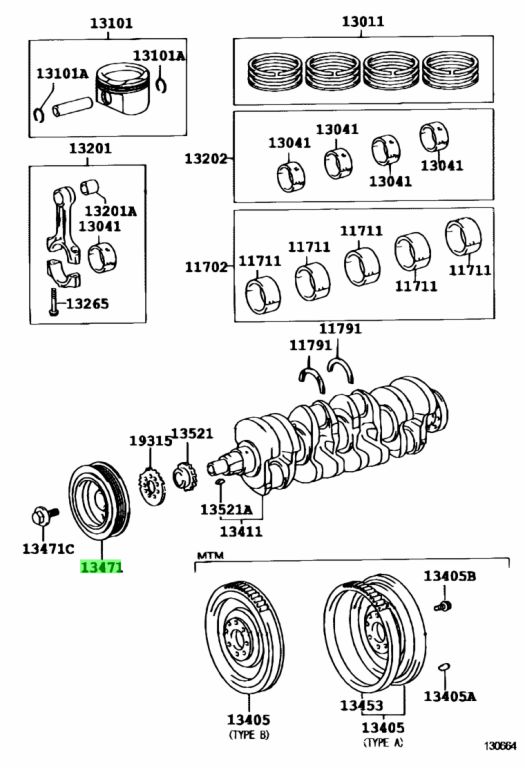 Buy Genuine Toyota 1347022041 (13470-22041) Pulley, Crankshaft. Prices ...