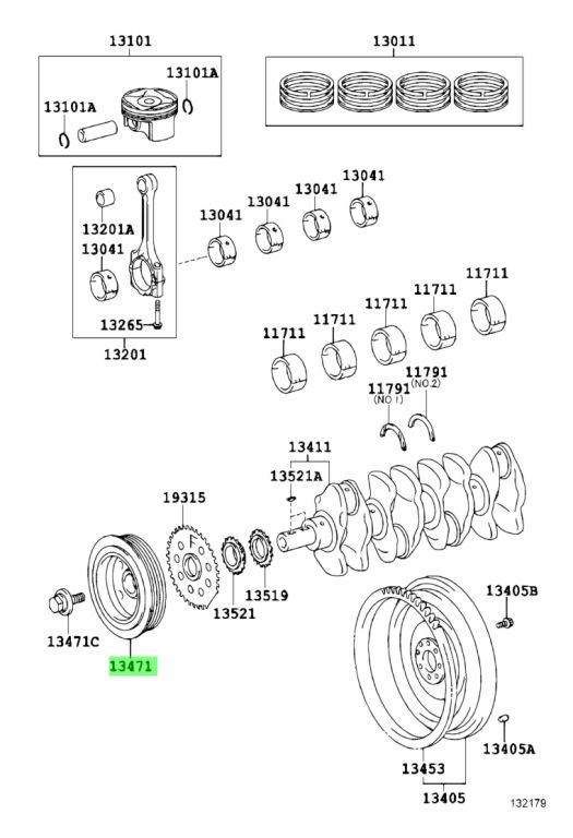 Buy Genuine Toyota 1347037020 (13470-37020) Pulley, Crankshaft. Prices ...