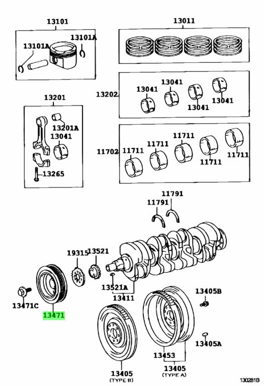 Buy Genuine Toyota 1347088600 (13470-88600) Pulley, Crankshaft. Prices ...