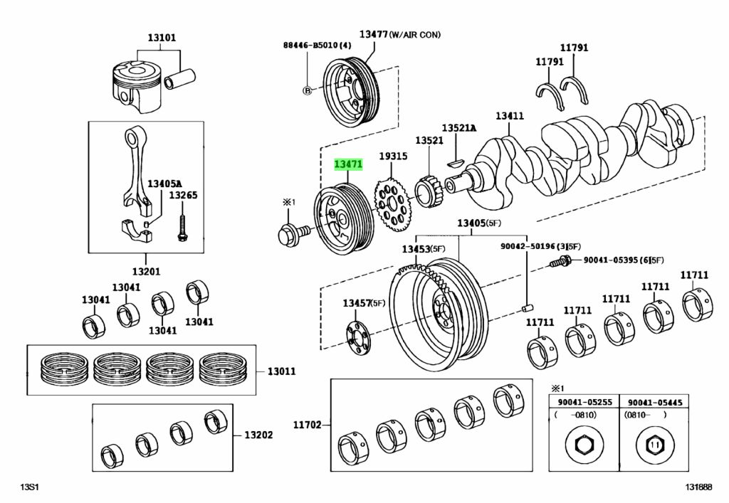Buy Genuine Toyota 13470BZ041 (13470-BZ041) Pulley, Crankshaft. Prices ...