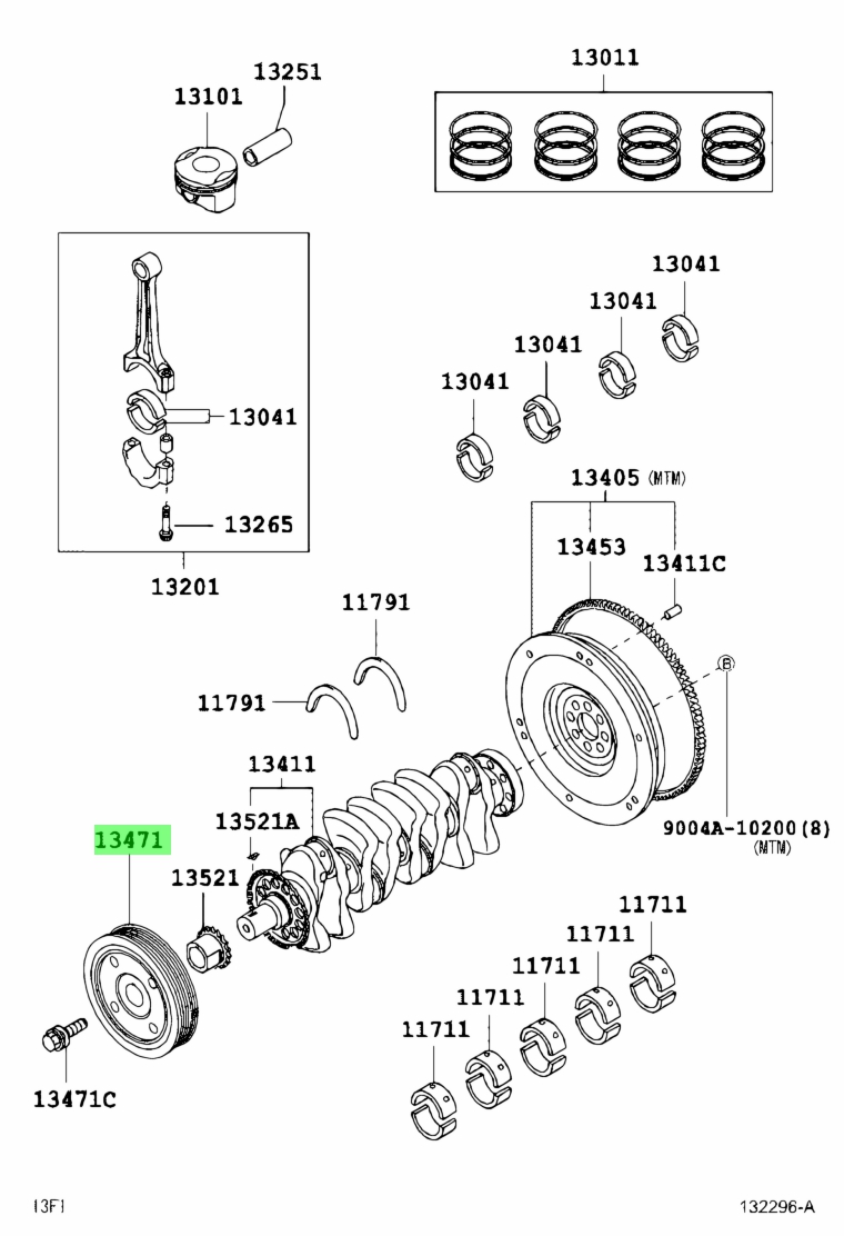 Buy Genuine Toyota 13470BZ070 (13470-BZ070) Pulley, Crankshaft for ...
