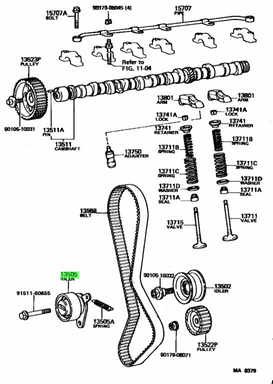 Buy Genuine Toyota 1350554010 (13505-54010) Idler Sub-Assy, Timing Belt ...