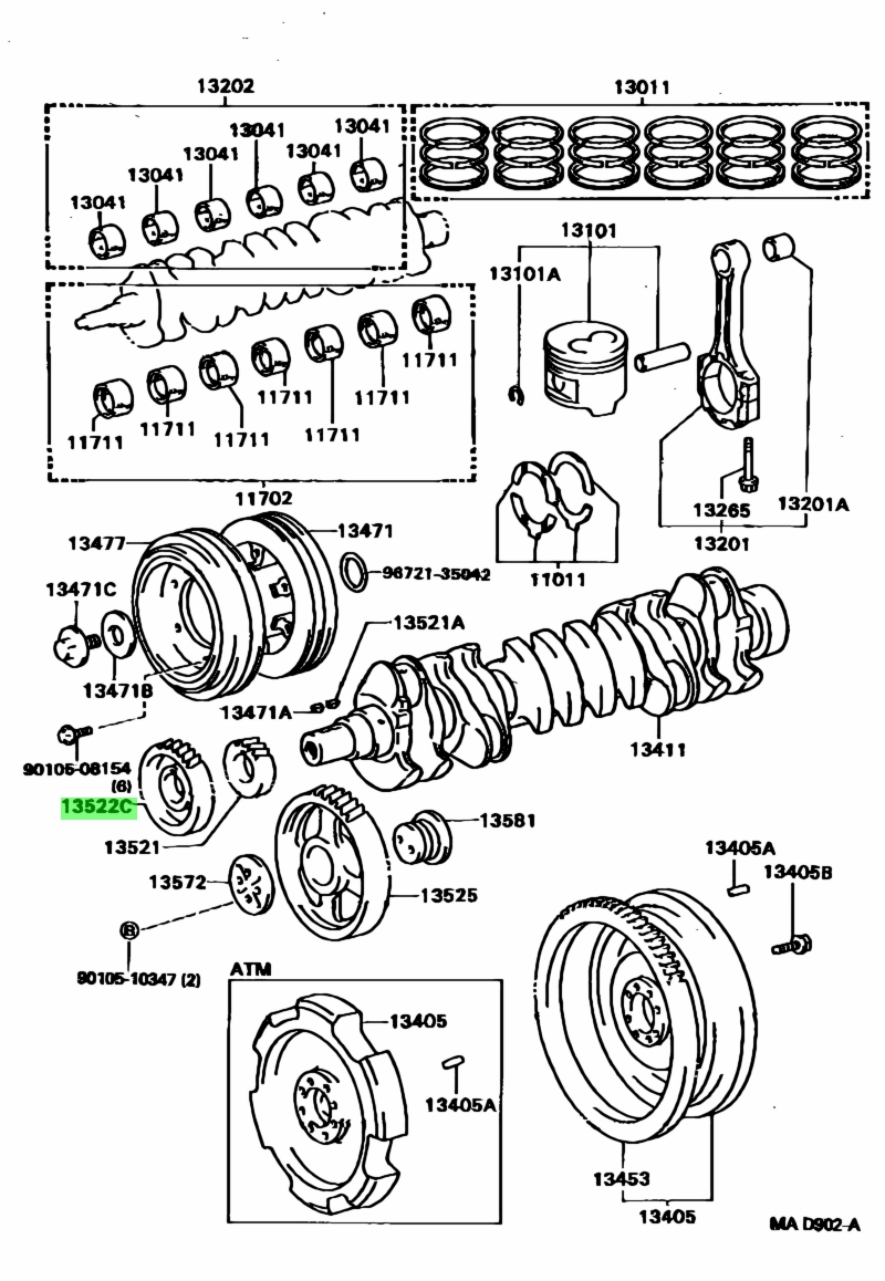 Buy Genuine Toyota 1352217010 (13522-17010) Gear, Pump Drive Shaft ...