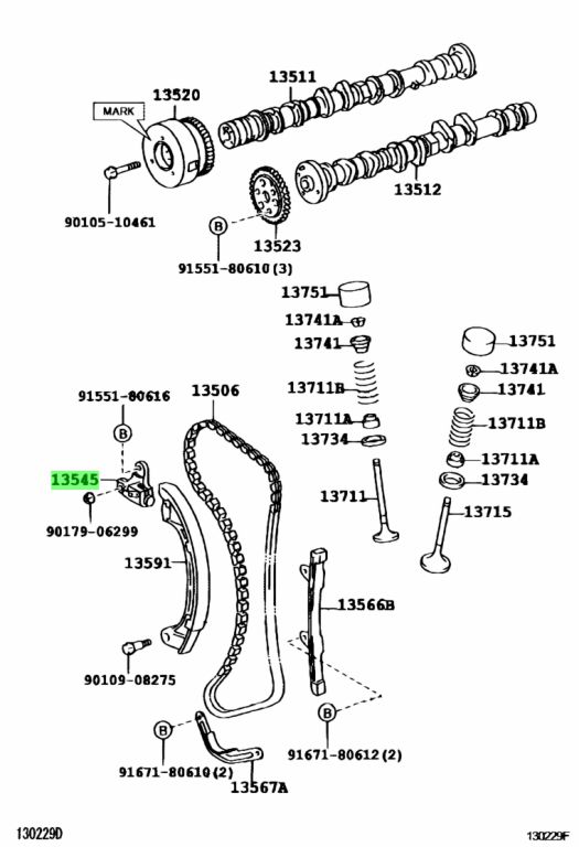 Buy Genuine Toyota 1354523010 (13545-23010) Plunger, Chain Tensioner ...
