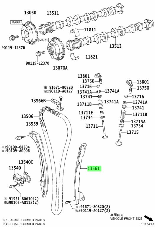 Buy Genuine Toyota 1356136010 (13561-36010) Damper, Chain Vibration, No ...