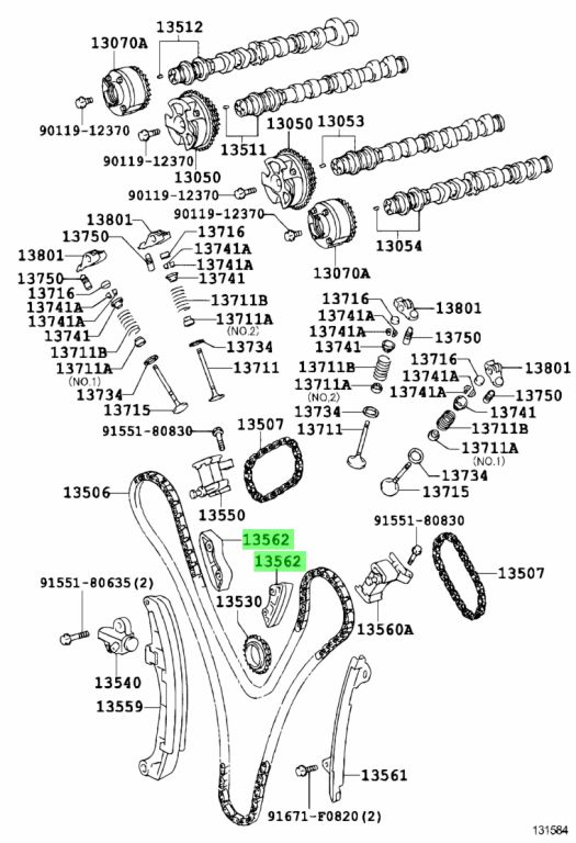 Buy Genuine Toyota 1356231010 (13562-31010) Damper, Chain Vibration, No ...