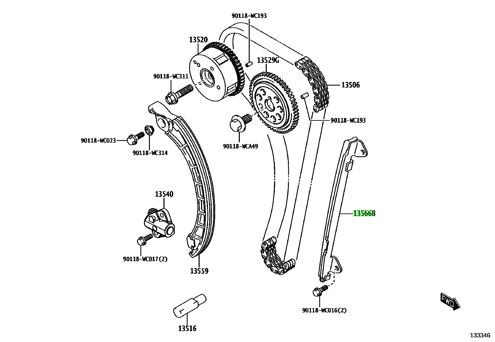 Buy Genuine Toyota 13566WC003 (13566-WC003) Guide, Timing Chain. Photos ...
