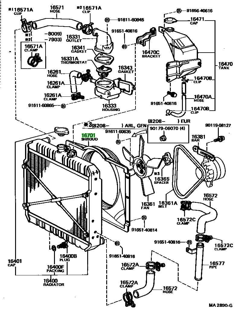 Buy Genuine Toyota 1670144160 (16701-44160) Shroud Sub-Assy, Fan ...