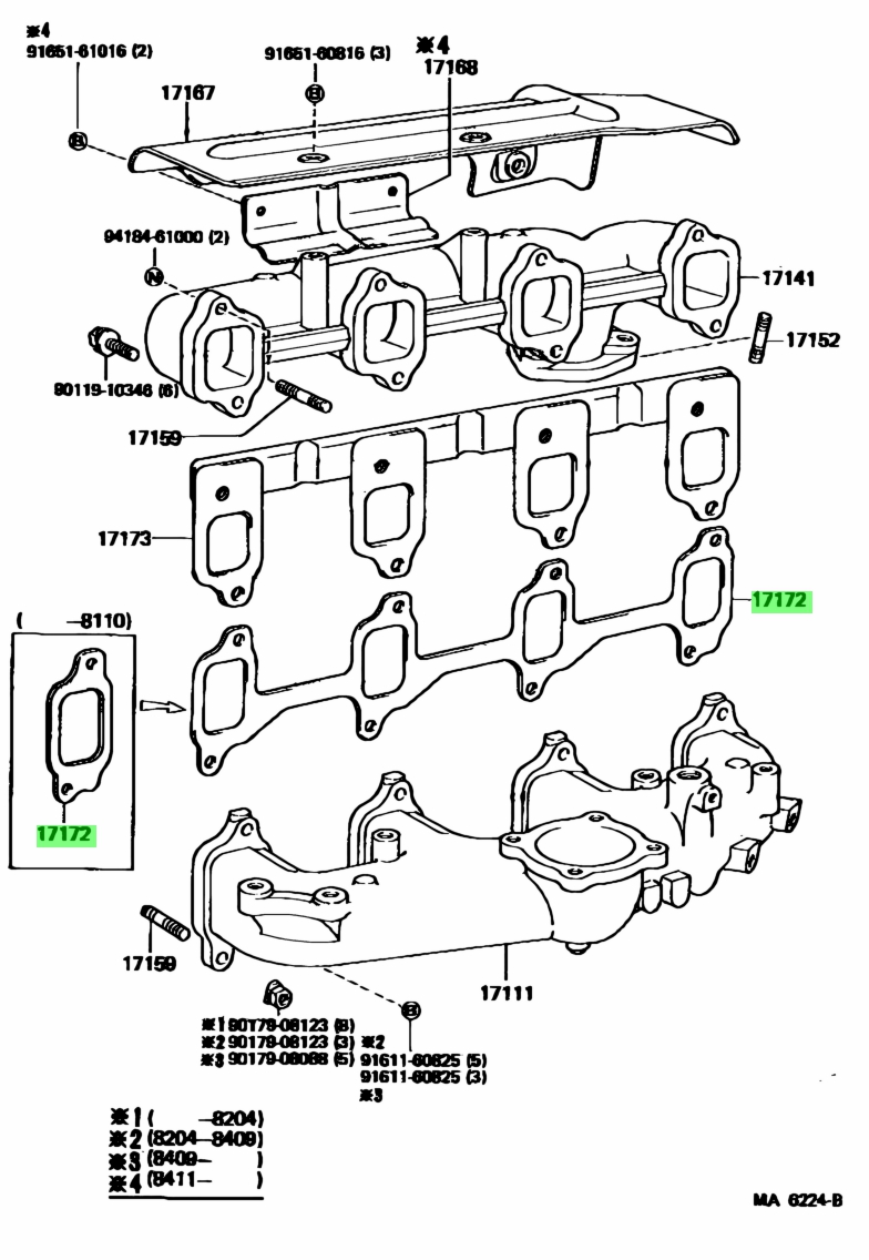 Buy Genuine Toyota 1717261030 (17172-61030) Gasket, Manifold To ...