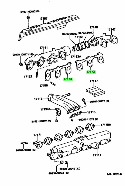 Buy Genuine Toyota 1717317010 (17173-17010) Gasket, Exhaust Manifold To ...