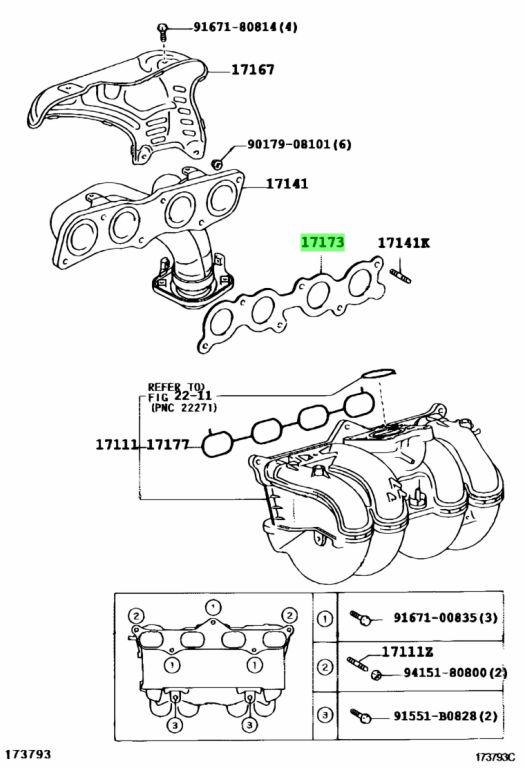 Buy Genuine Toyota 1717330010 (17173-30010) Gasket, Exhaust Manifold To ...