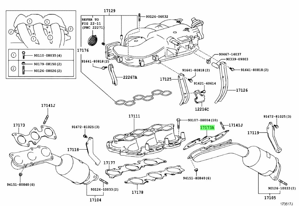 Buy Genuine Toyota 1717331010 (17173-31010) Gasket, Exhaust Manifold To ...