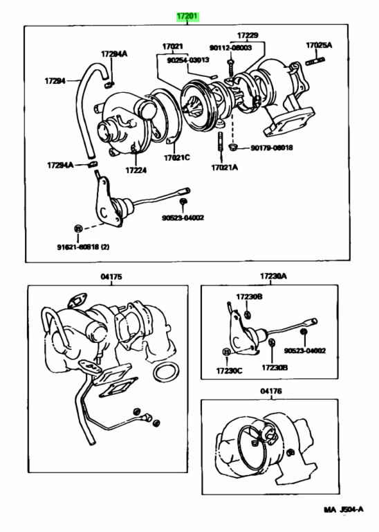 Buy Genuine Toyota 1720154090 (17201-54090) Turbocharger Sub-Assy ...