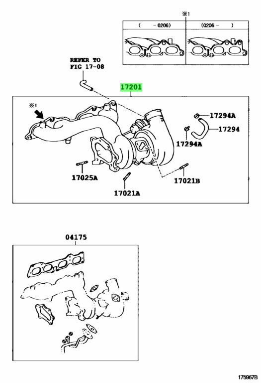 Buy Genuine Toyota 1720174090 (17201-74090) Turbocharger Sub-Assy for ...