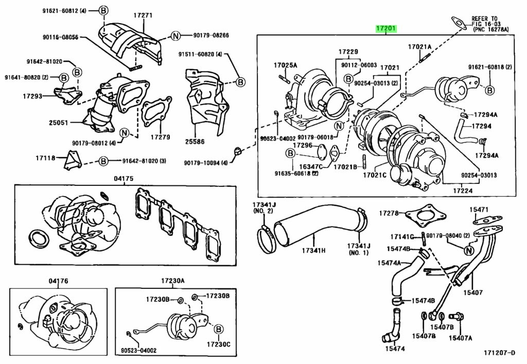 Buy Genuine Toyota 1720174090 (17201-74090) Turbocharger Sub-Assy for ...