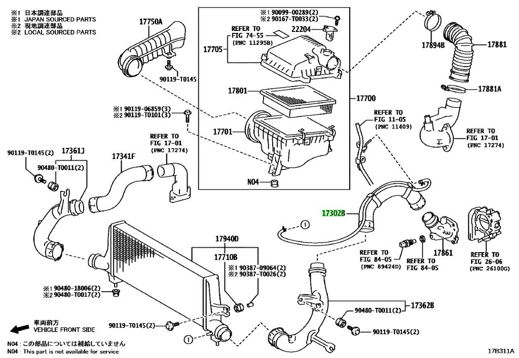 Buy Genuine Toyota 173020E021 (17302-0E021) Hose Sub-Assy, Air. Prices ...