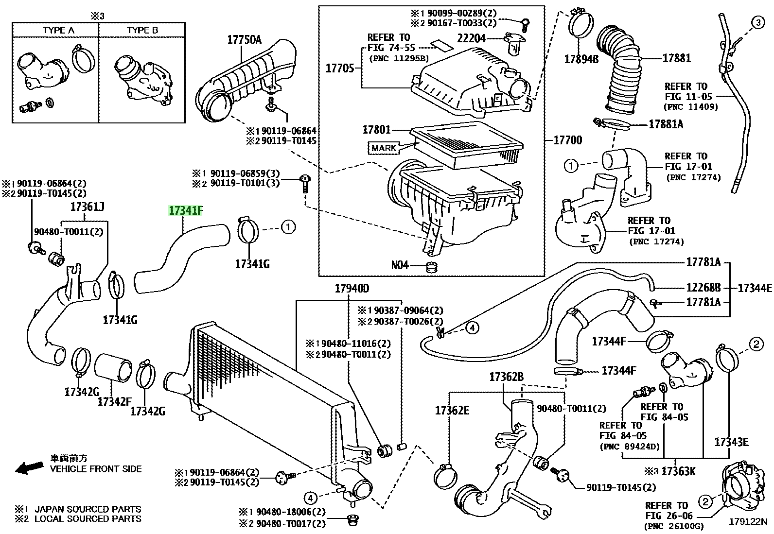 Buy Genuine Toyota 173410L040 (17341-0L040) Hose, Air, No.1. Photos ...
