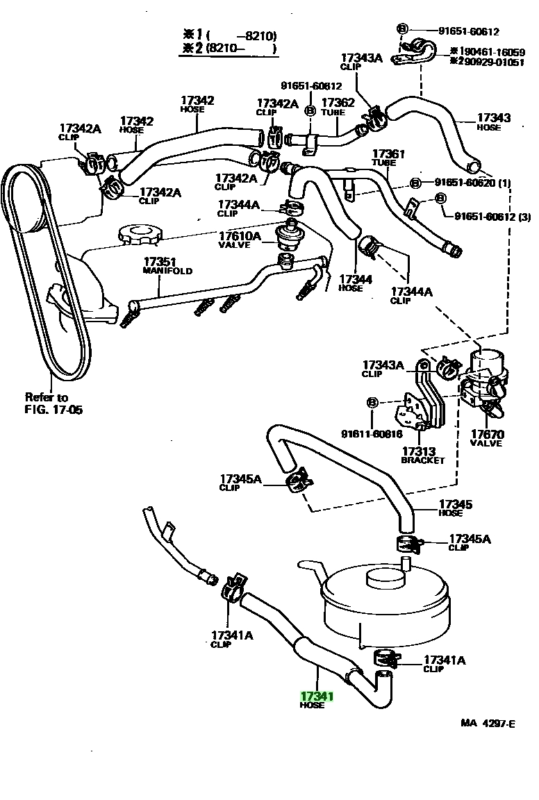 Buy Genuine Toyota 1734113010 (17341-13010) Hose, No.1(For Air ...