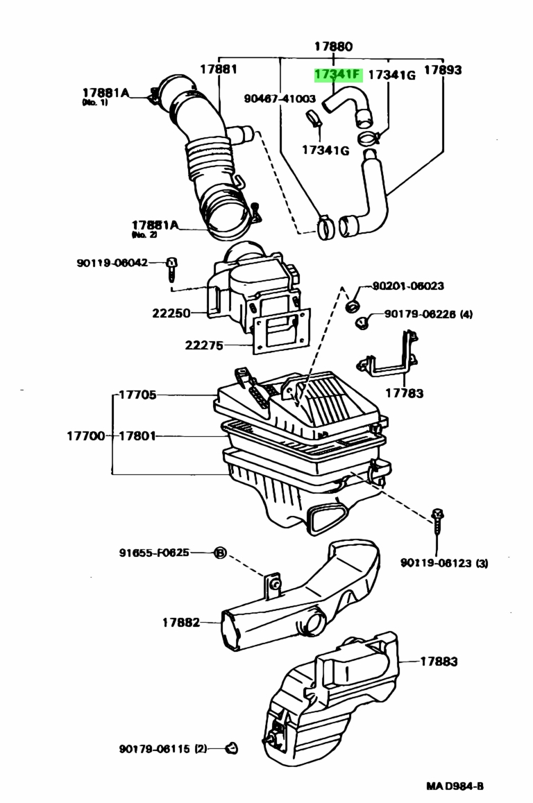 Buy Genuine Toyota 1734162040 (17341-62040) Hose, Air, No.1. Prices ...